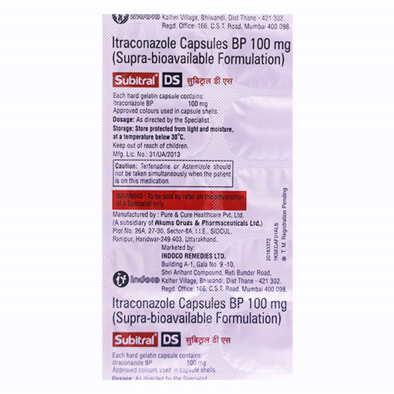 Subitral DS 100mg Capsule - Uses, Price, Substitute, Side Effects and ...