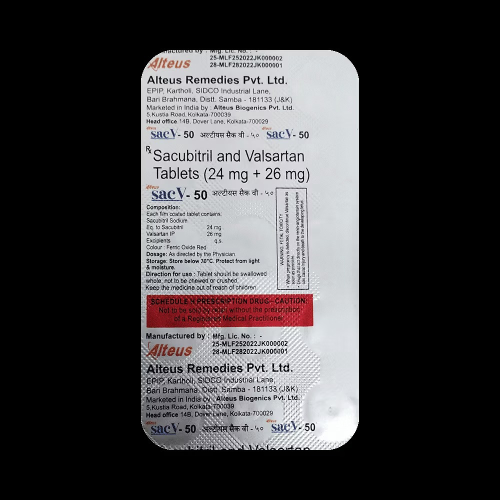 Sac V 24mg/26mg Tablet - Uses, Price, Side Effects, Substitute