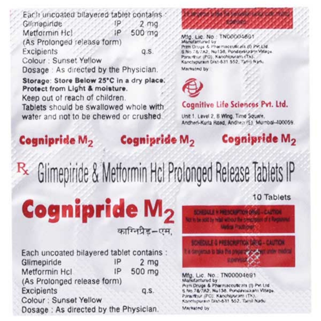 Cognipride M 2mg/500mg Tablet - Uses, Price, Side Effects, Substitute