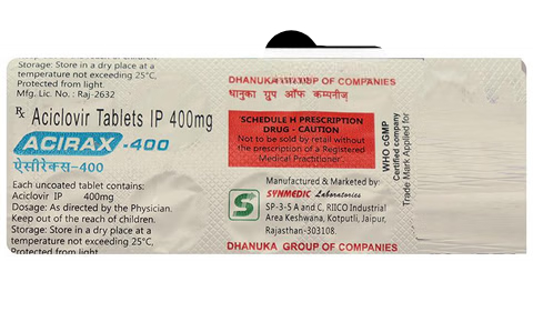 Acirax 400 Tablet - Uses, Price, Side Effects, Substitute