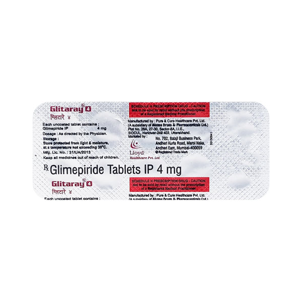 Glitaray 4mg Tablet - Uses, Price, Side Effects, Substitute