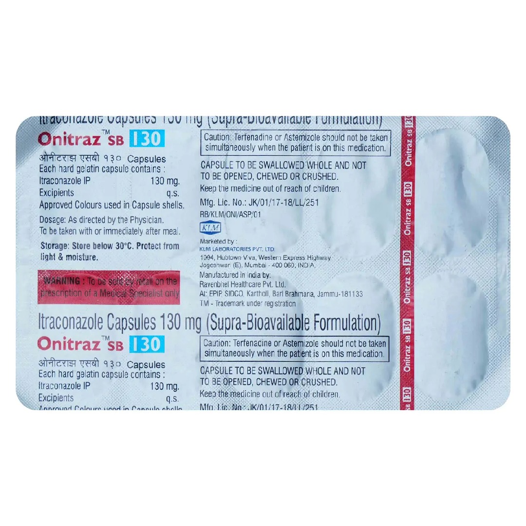 Onitraz SB 130 Capsule Uses, Price, Side Effects And Substitutes